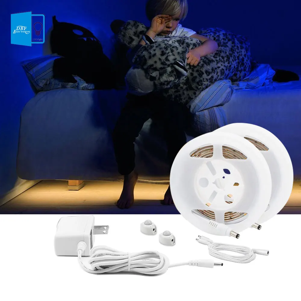 12V 1.2M Flexible LED Strip Sensor Night Light Motion Activated Bed ...