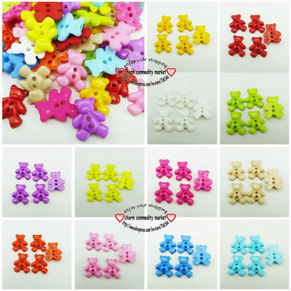 50pcs 16*20MM Colors Dyed Plastic Bear Buttons Coat Boots Sewing ...