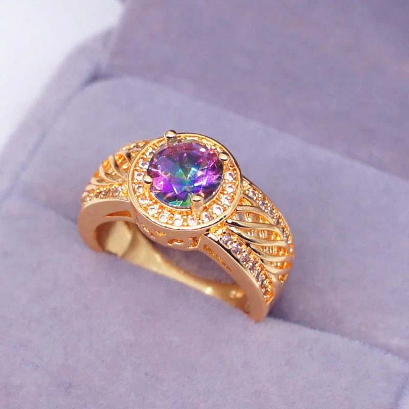 European And American Colorful Stone Inlaid With Wedding Rings Colorful ...