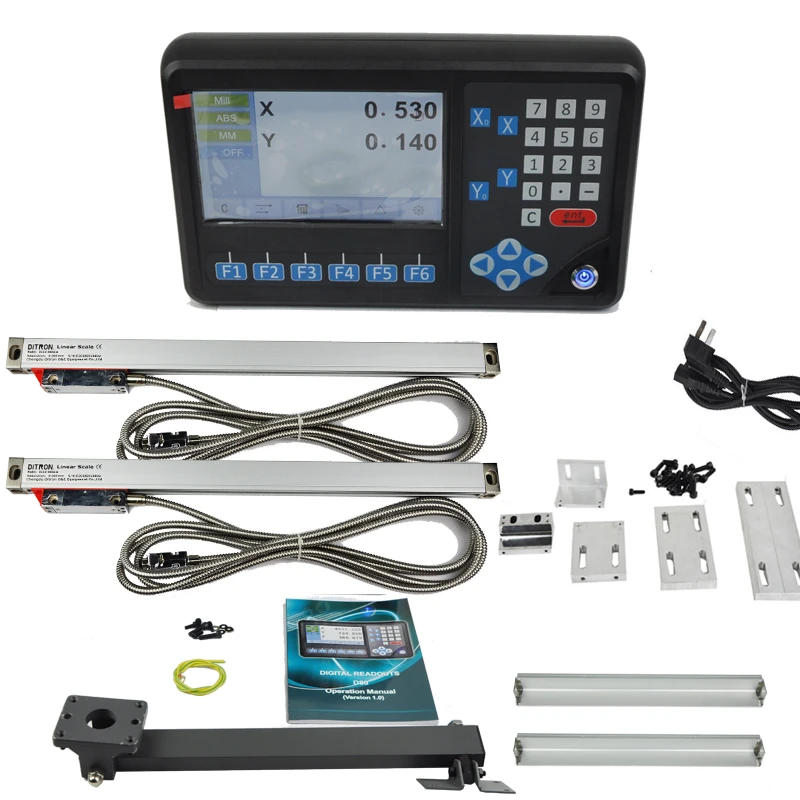 2 Axis Dro Lcd Screen Digital Readout Display For Milling Machine/lathe Machine +2pcs Optical ...