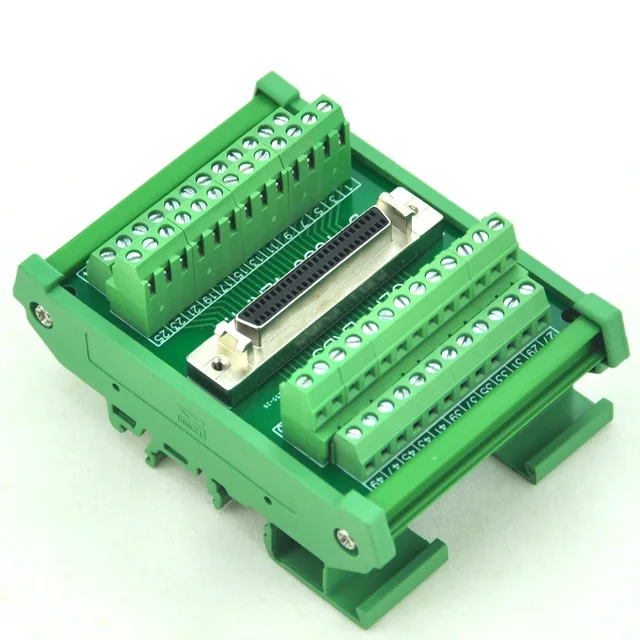 DIN Rail Mount 50 pin Half Pitch/0.05" D SUB Female Interface Module ...