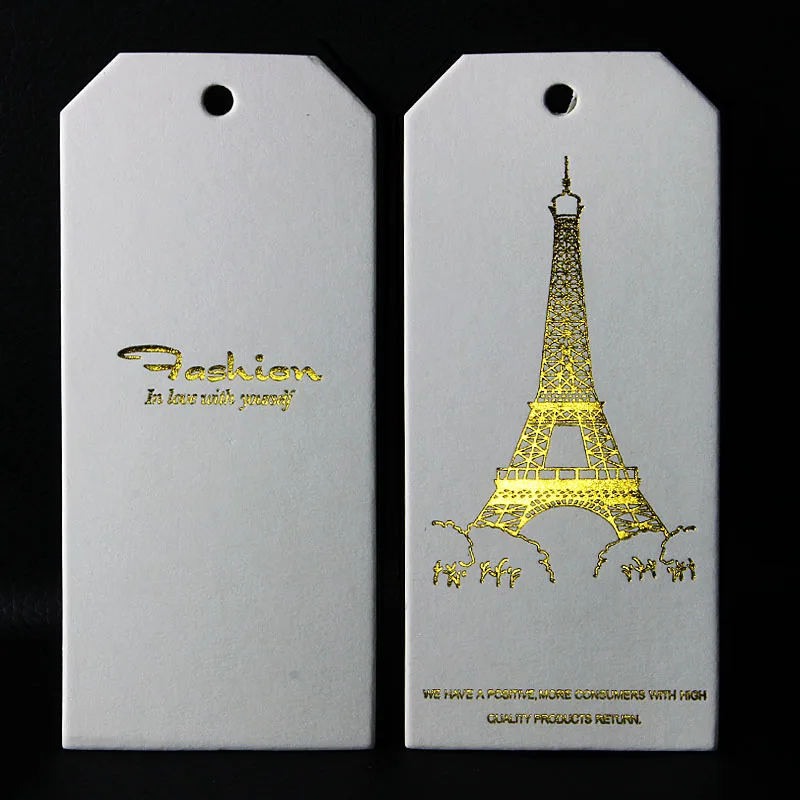 Free Die Cut Gold Silver Foil/stamping Garment Tags Customized Hang Tag ...