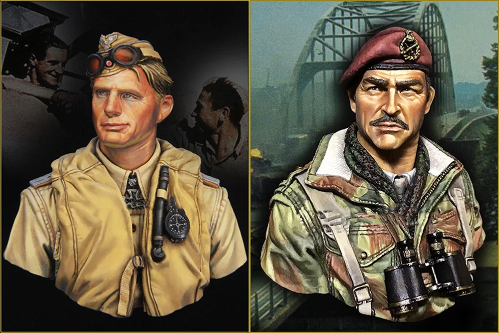 Assembly Unpainted Scale 1/10 PILOT and soldier bust Historical toy ...