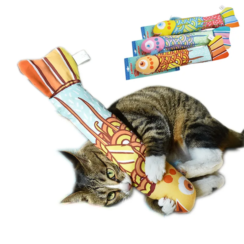 ปลาแบบโต้ตอบการออกแบบ Crackle แฟนซี Catnip Cat Toy การฝึกอบรมปลาแมว ...