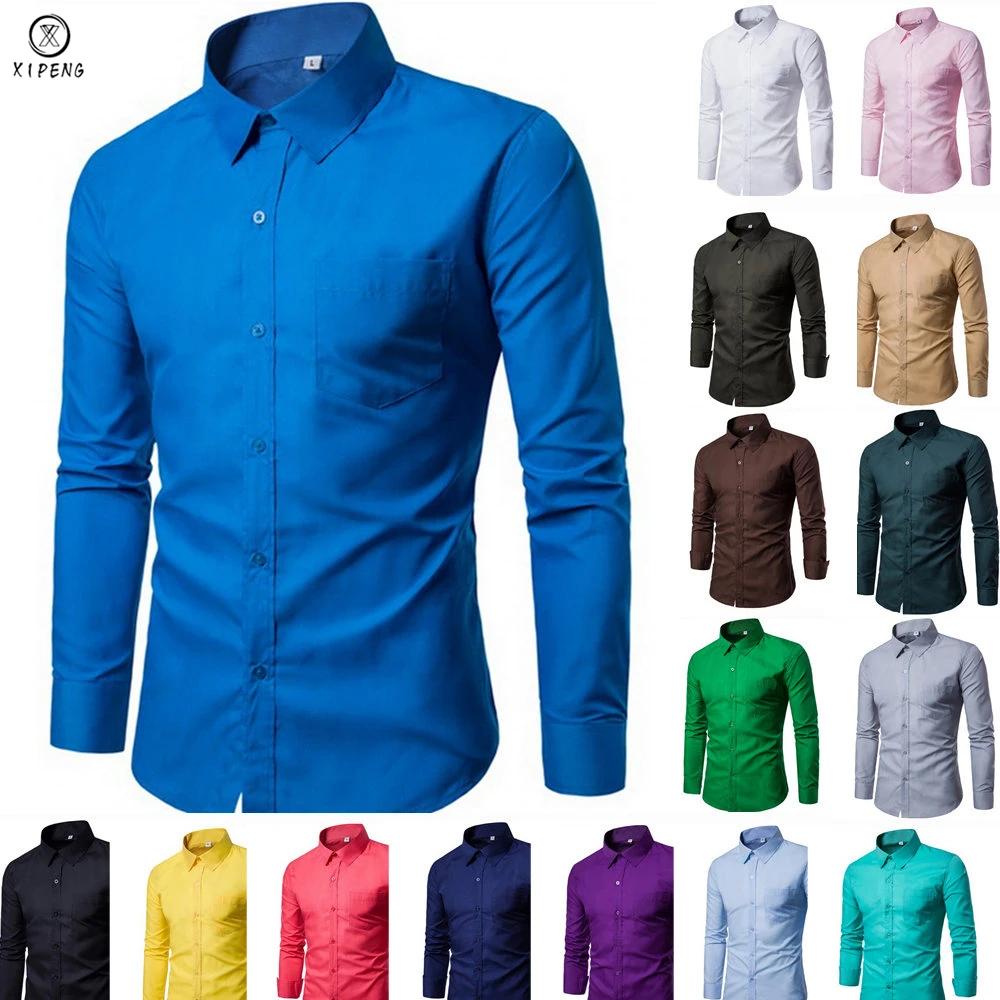 Aliexpress.com : Buy 17 Colors Mens Shirt 2018 New Hot Long Sleeve ...