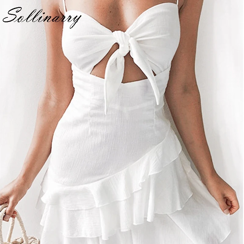 Sollinarry Spaghetti Strap 2019 Beach Summer Dress Women Feminine Sexy