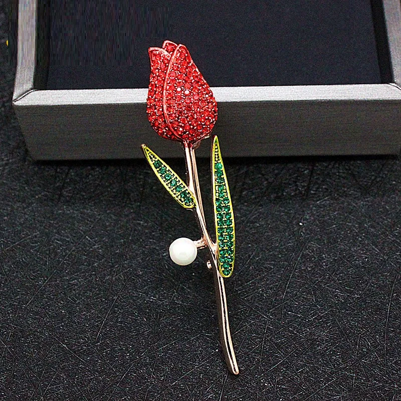 Fashion Luxury Rose Big Enamel Rose Flower Brooch For Women Pin Elegant ...