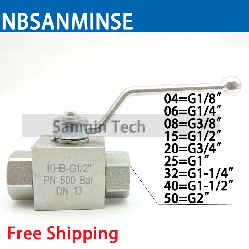 NBSANMINSE 유압 (High) 저 (압력 볼 Valve 31.5Mpa KHB G1/8 1/4 3/8 1/2 3/4 1 1 1/4 1 1/2 2 서, 밸브 ...