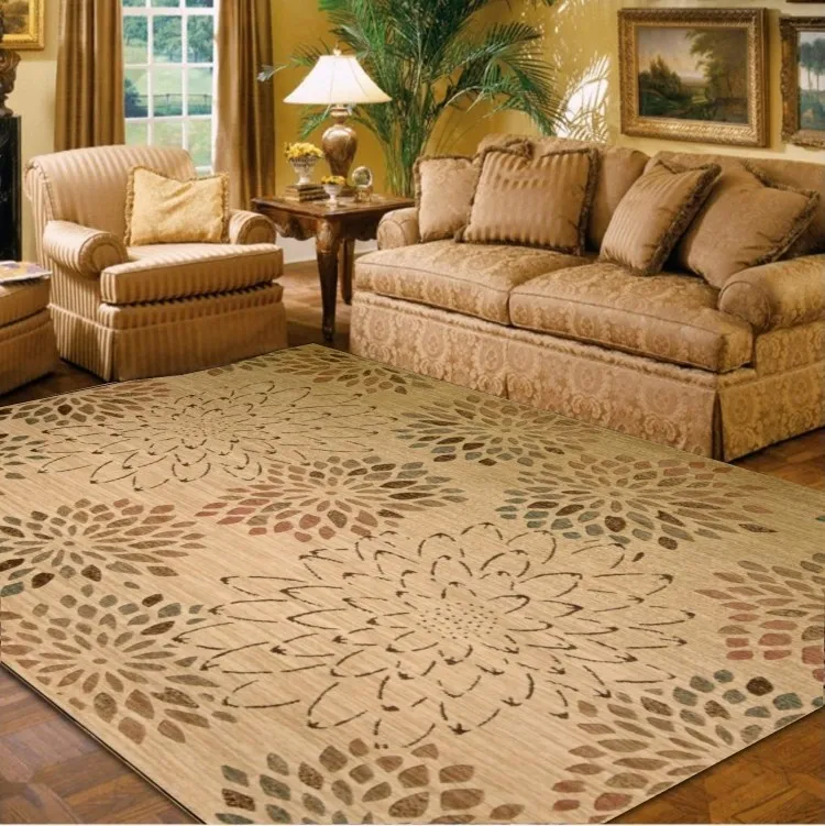 French rustic pure wool flower carpet living room coffee table carpet ...