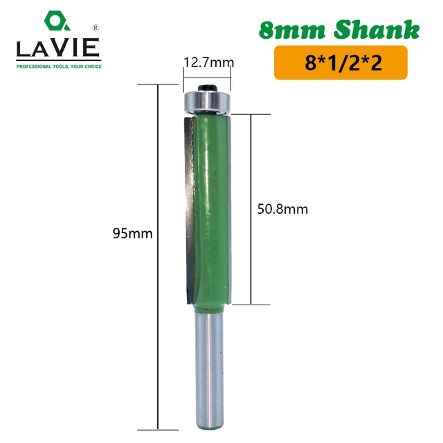 1pc 8mm Shank 2" Flush Trim Router Bit with Bearing for Wood Template ...