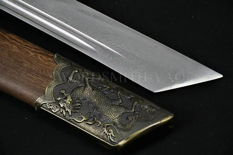 Handmade Qing Dao Chinese Wushu Sword with Damascus Steel Blade and ...