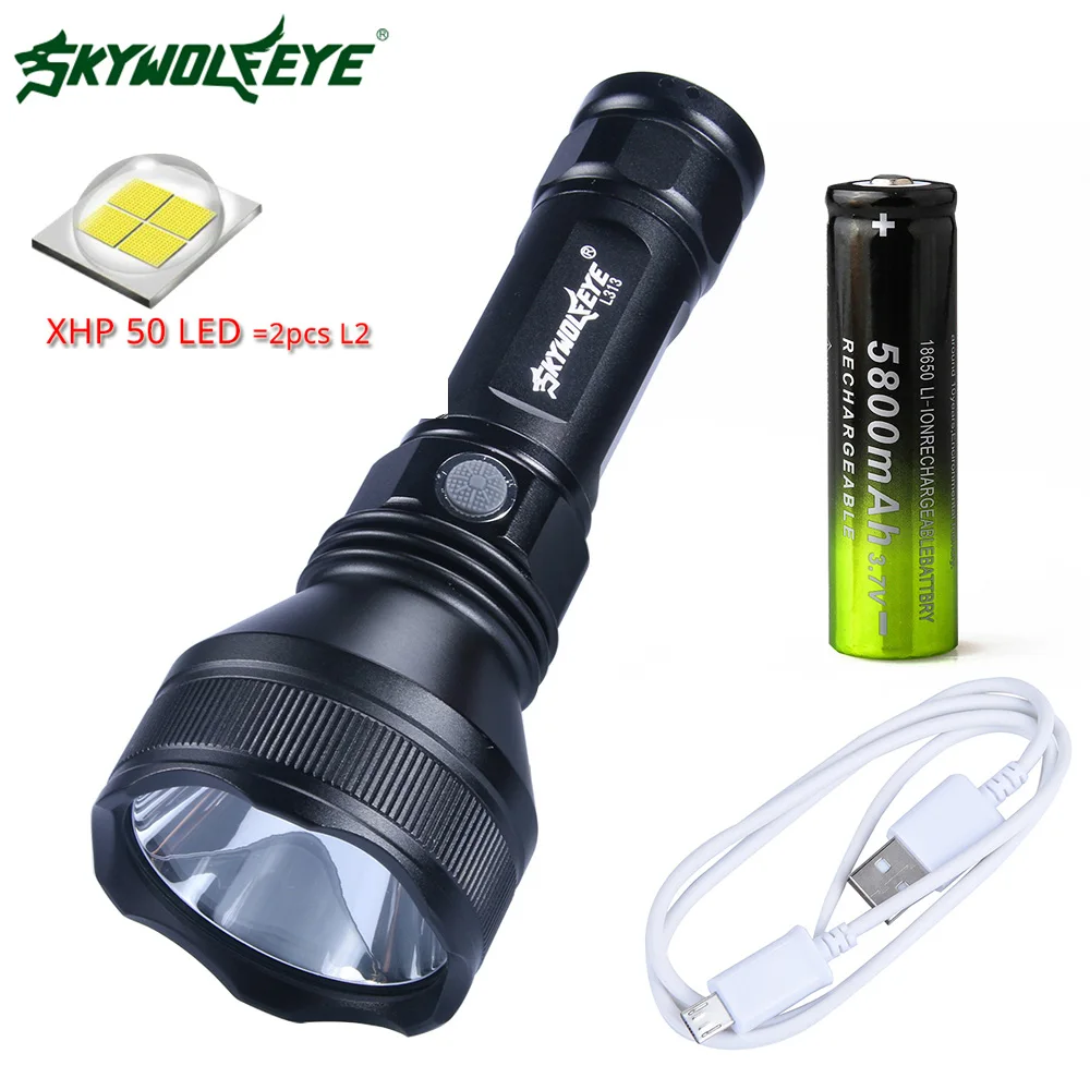 Linterna LED recargable por USB, lámpara táctica potente de 30W, 18650 ...