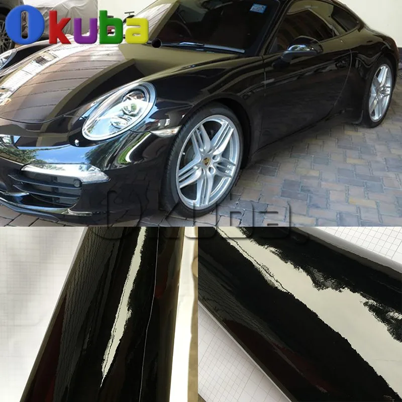Retail Black Glossy Vinyl Film Car Wrap Shiny Gloss Black Vinyl Sticker ...
