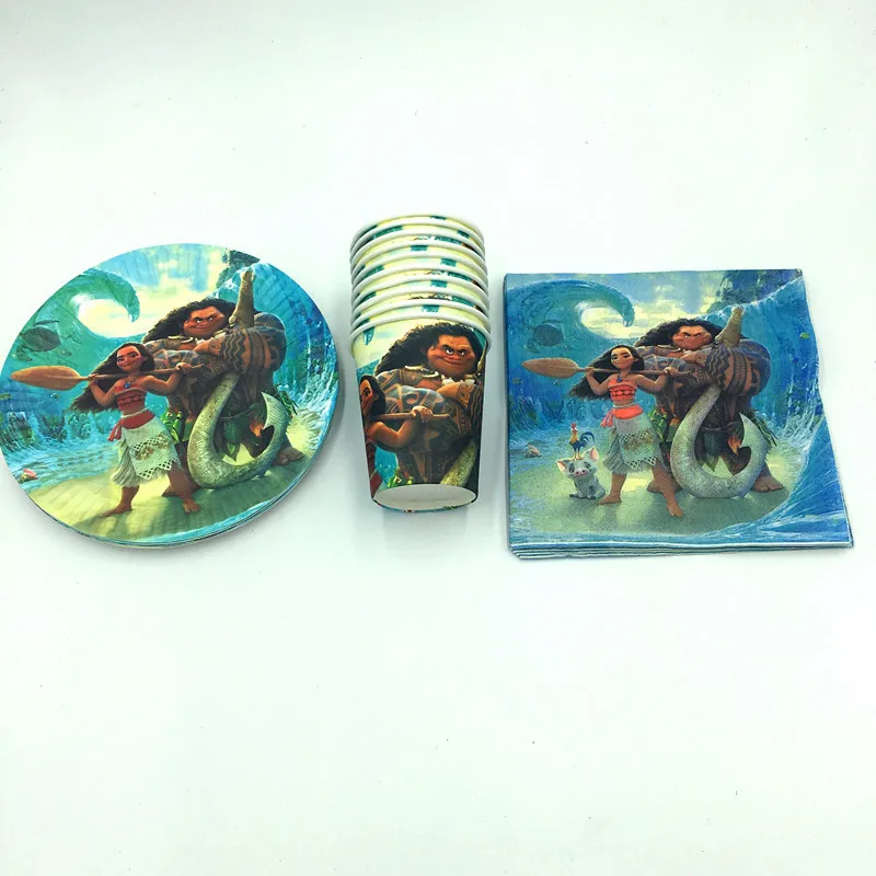 60pcs/lot Moana plates cups kids birthday party supplies baby shower ...