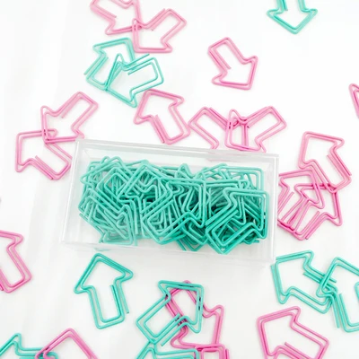 30-Clips-Pack-Creative-Arrow-Shaped-Paper-Clips-Pink-Green-Metal-Binder ...