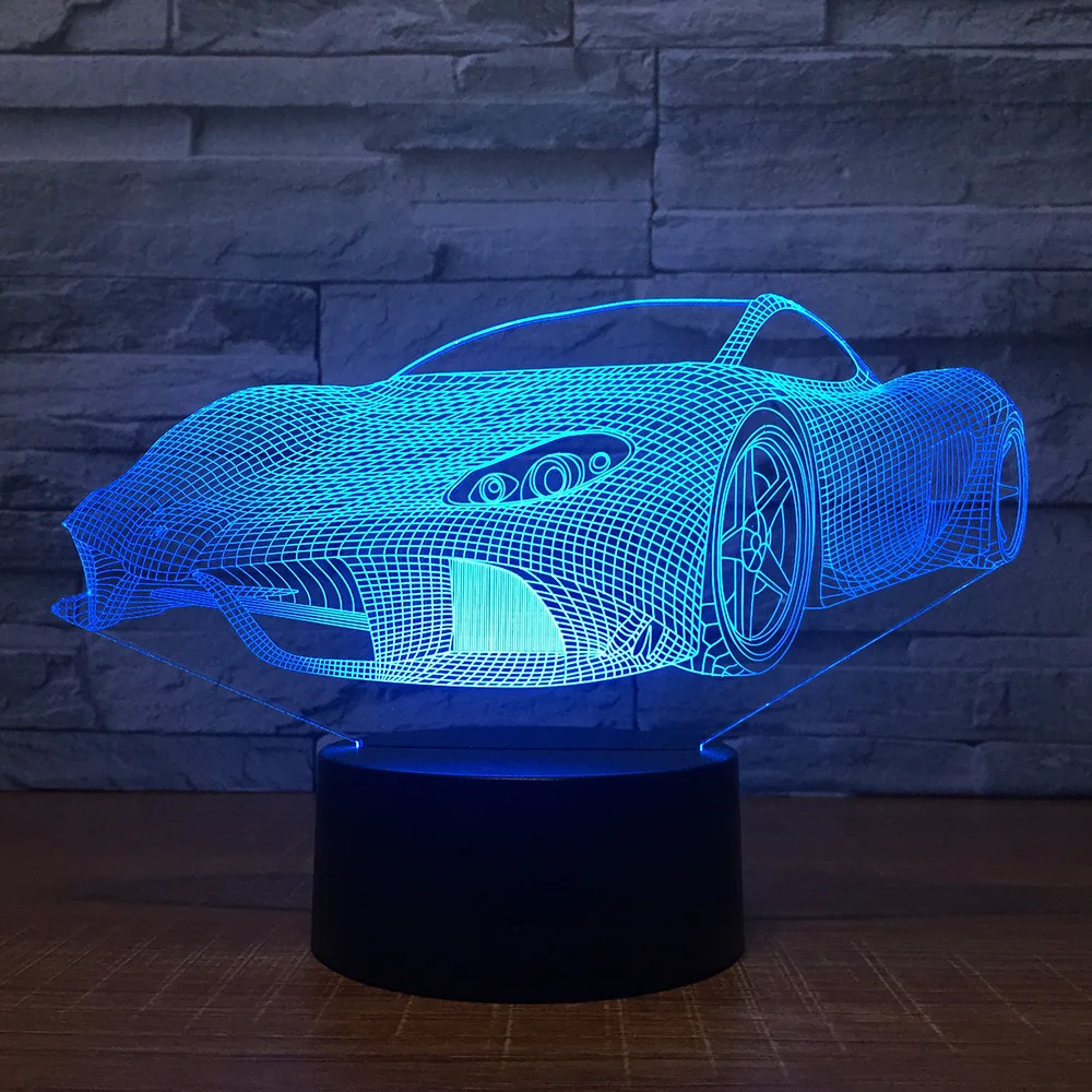 Moden Super Racing Car 3D 7 Color Lamp Visual Led Night Lights For Kids ...