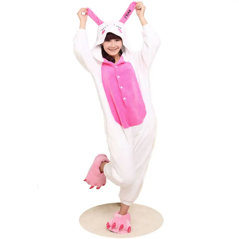 2018 Fahion Unisex Adult Winter Love Rabbit Bunny Flannel Hooded ...