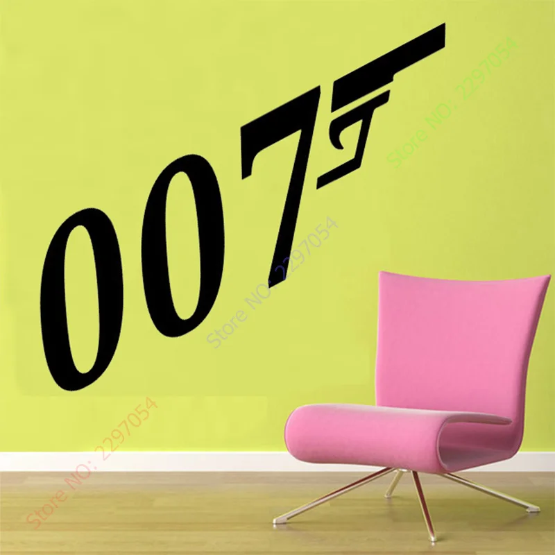 50x100cm JAMES BOND 007 silhouette Decal Removable Logo WALL STICKER ...