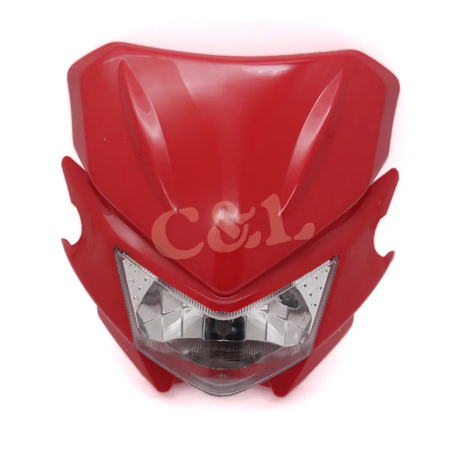 Motorcycle Red H4 Plastic Front Headlight For Dual Sport Dirtbike Off ...