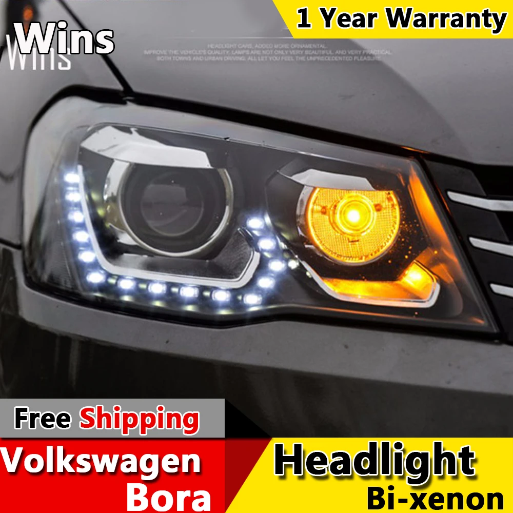 Wins lights For VW BORA headlights U angel eyes DRL 2013 2015 For VW ...