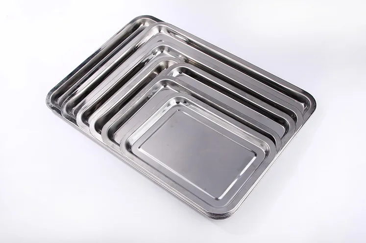 Thick stainless steel side plate rectangular barbecue tray snack dish ...