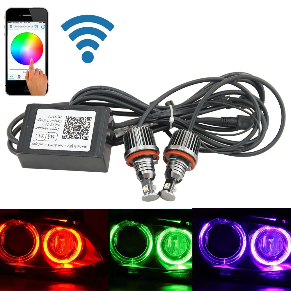 H8 Wifi Phone Control RGB Color Change Led Angel Eye Led Marker ...