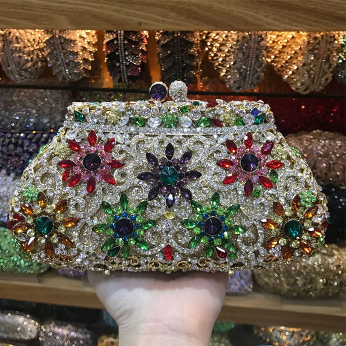 Bolsos-de-noche-con-cristales-y-flores-para-mujer-carteras-plateadas-p ...