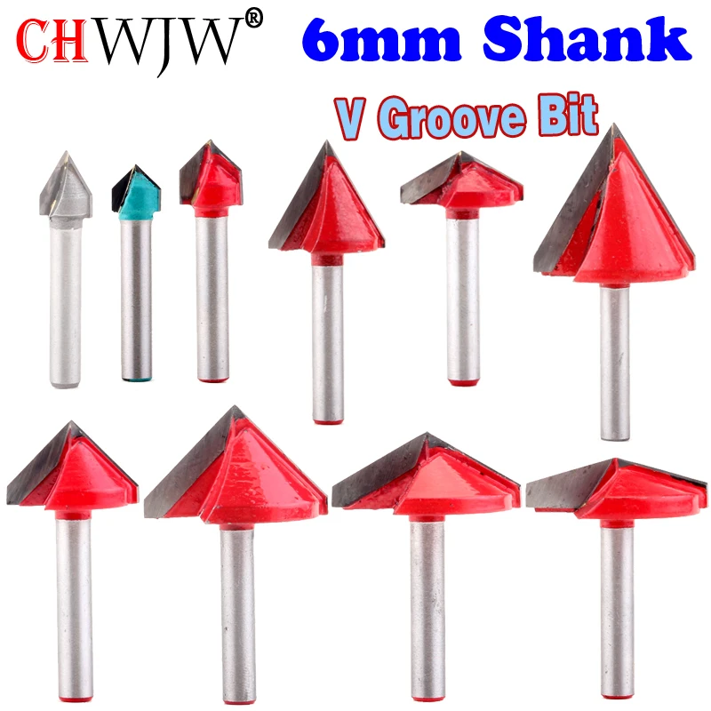 1pc-6mm-V-Groove-Router-Bits-CNC-Engraving-Milling-Cutter-60-150-Degree ...