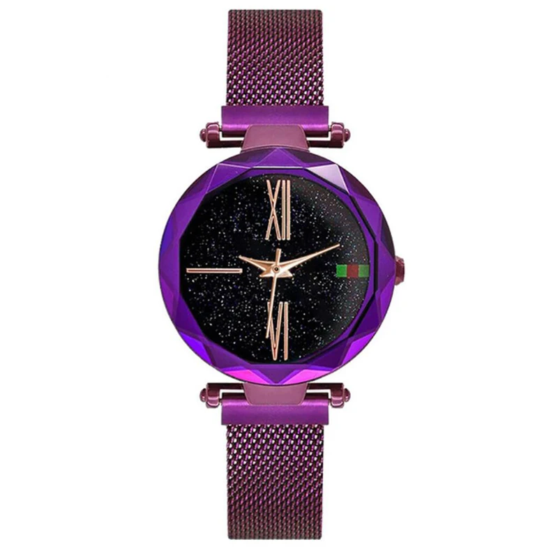 Fashion Purple Women Watches Minimalism Casual Starry Sky Lady ...