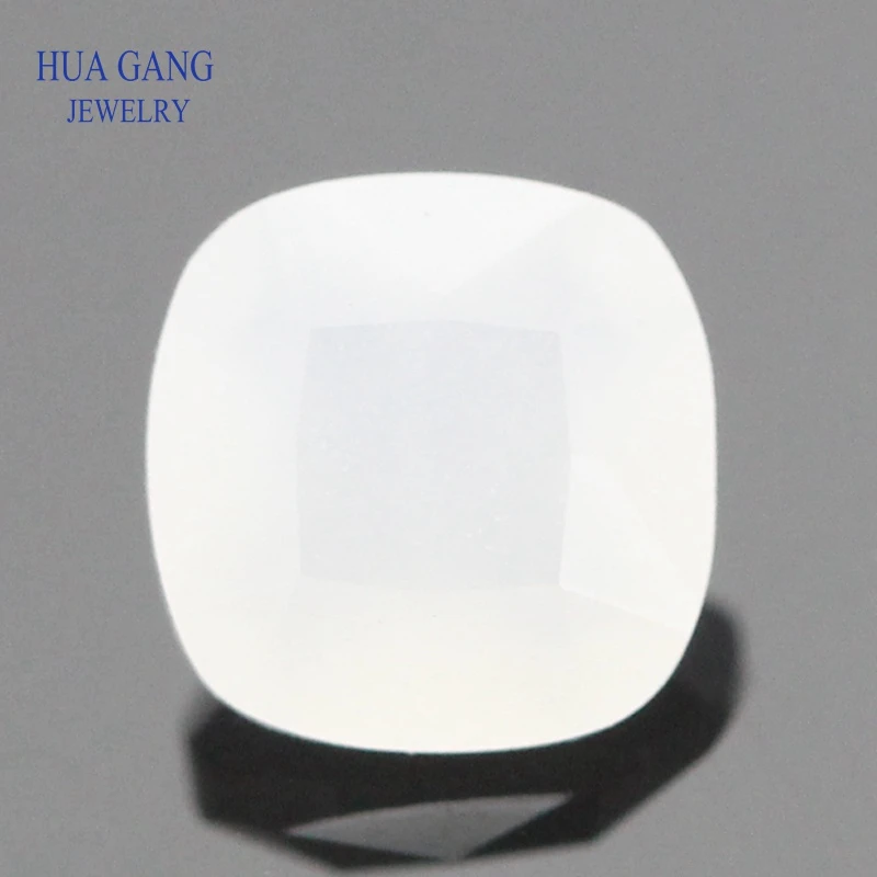White Translucent Color Cushion Cut Shape Princess Cut Loose Glass ...