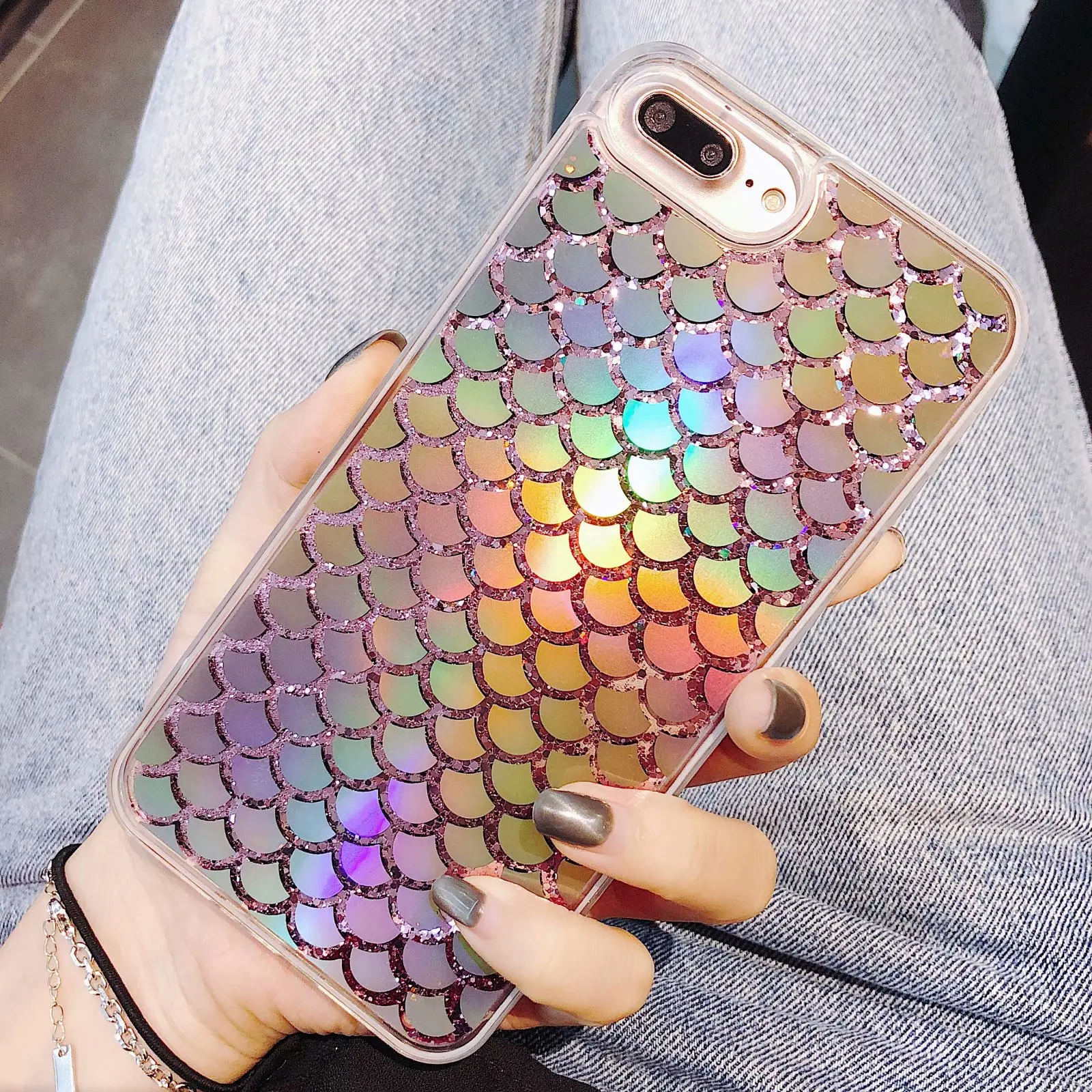 Bling Liquid Dynamic Quicksand Laser Mermaid fish Scales Glitter Shinny ...