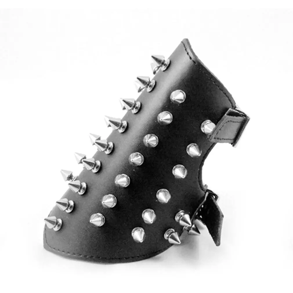 Fashion Unisex Solid Color Faux Leather Metal Spikes Arm Gauntlets ...