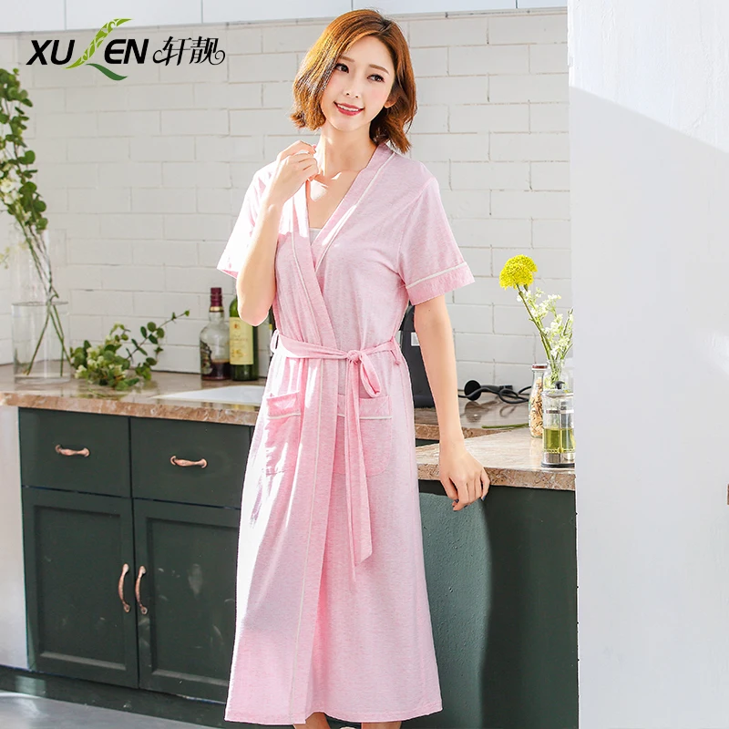 Women bathrobe summer short dressing gown plus size bath robe female ...