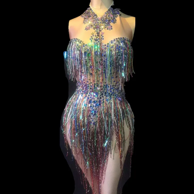 Drag Queen Sparkling Crystals Fringe Bodysuit Queerks™
