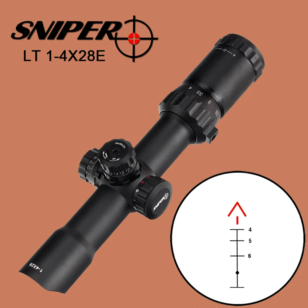SNIPER 1 4X28 Hunting Riflescope Glass Etched Chevron Reticle Tactical ...