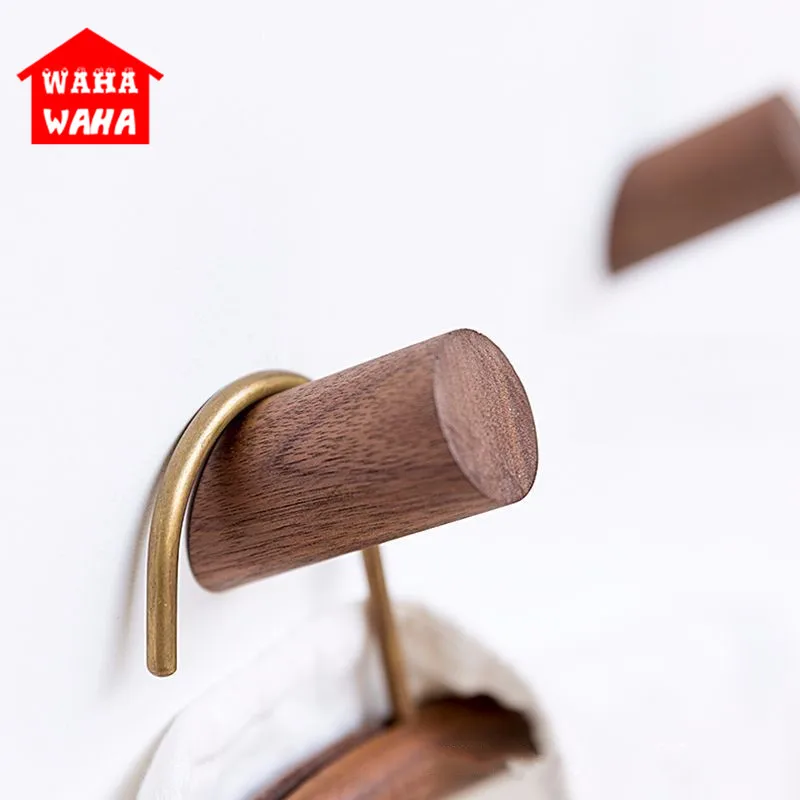 Gancho de pared de madera Natural, colgador de abrigo de madera maciza ...