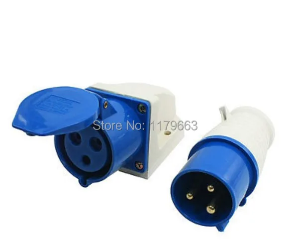 IEC309 2 32Amp 3 Pin Plug + Coupler Single Phase Industrial Waterproof ...