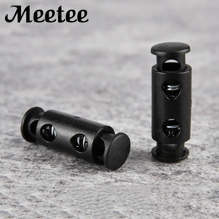 20pcs Spring Plastic Cord Lock Stopper 2 Hole Toggle Rope Lock Clip