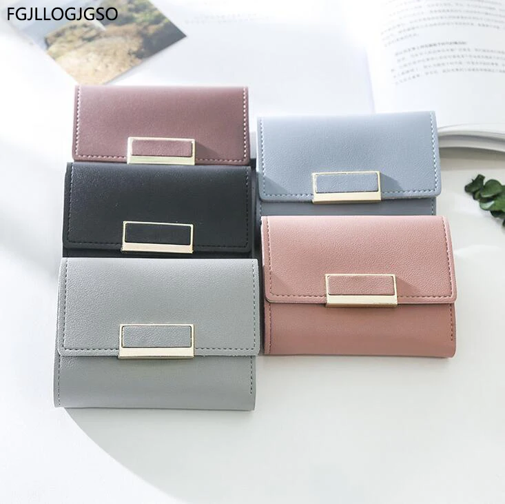 women's wallet European new fashion leather short wallet female Square ...