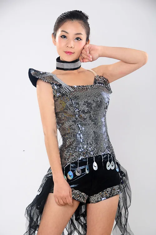 2017 Modern Dance Clothing Fashion Jazz Pole Dance Costume Sequins