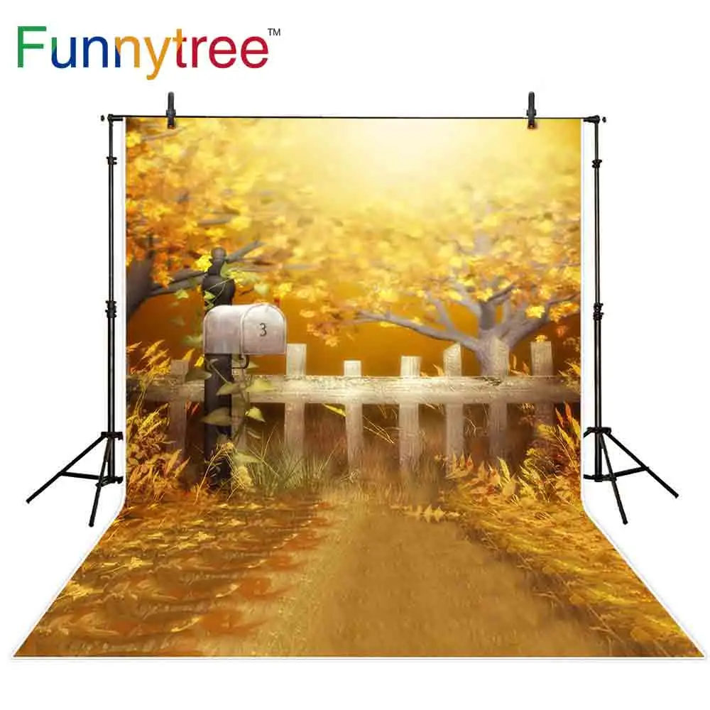 Funnytree-backdrops-for-photography-studio-fence-autumn-scene-yellow ...