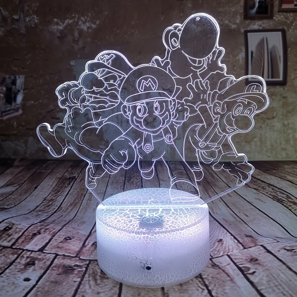 Lámpara de luz nocturna 3D Led de Mario bonito, envío directo, 7/16 ...