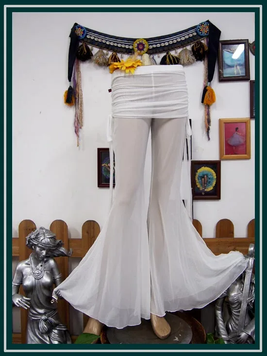 Transparent thin Tribal Belly Dance flare Pants with Runched Skirt NO25 ...