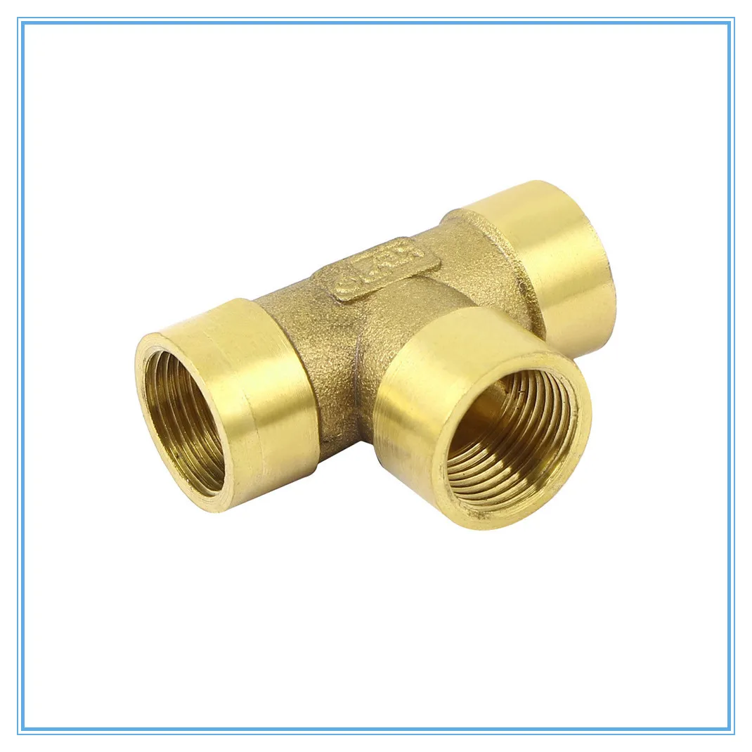 1 8 1 4 3 8 1 2 3 4 BSP Female Thread 3 Way Tee Type Brass Pipe 