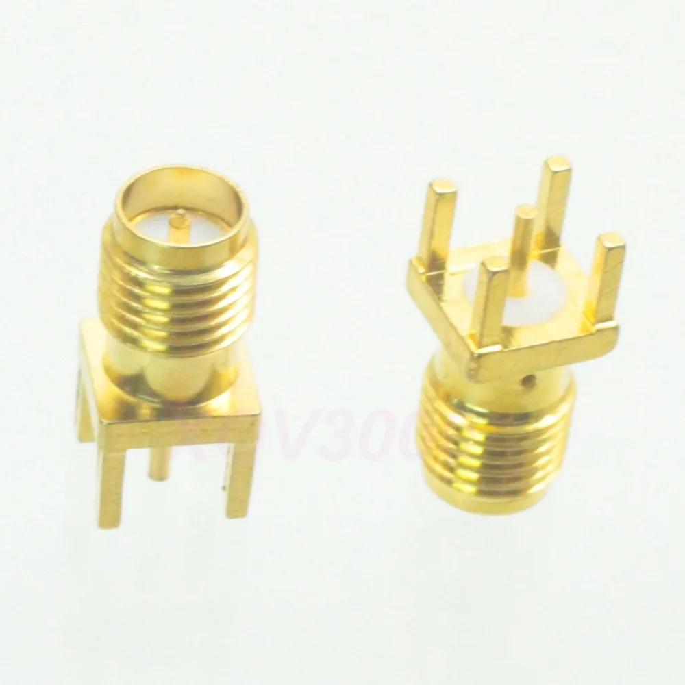 1pce Connector RP*SMA female plug pin solder PCB mount straight RF ...