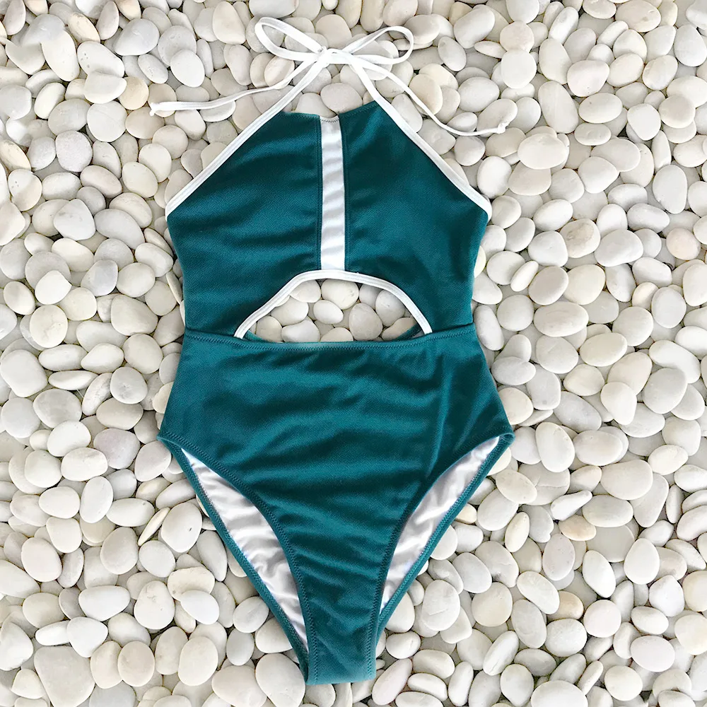 Cupshe Pandoras Box Halter One Piece Cutout Swimsuit Bikini Bathing