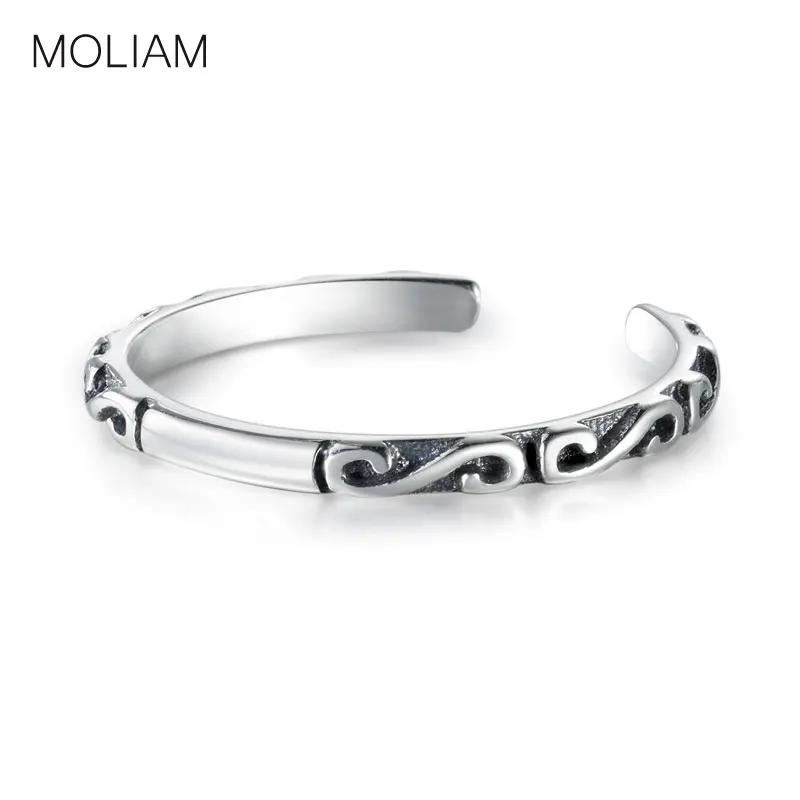 MOLIAM Solid 925 Sterling Silver Adjustable Rings for Women Men Vintage ...