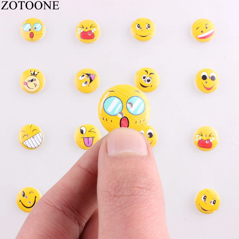 ZOTOONE 50Pcs Enjoy Face Round Wooden Buttons For Clothing Sewing ...