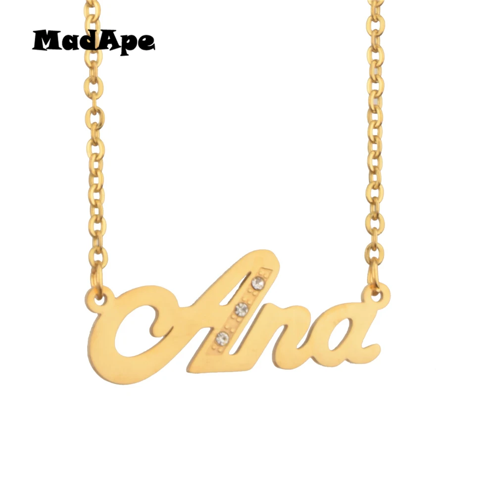 MadApe Customized Personalized Name Necklace Stainless Steel "Ana" Gold ...