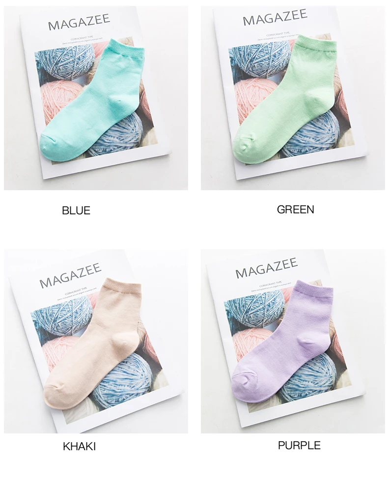 HSS Sweet Colorful Women Socks Female Candy Color Crew Cotton Socks ...